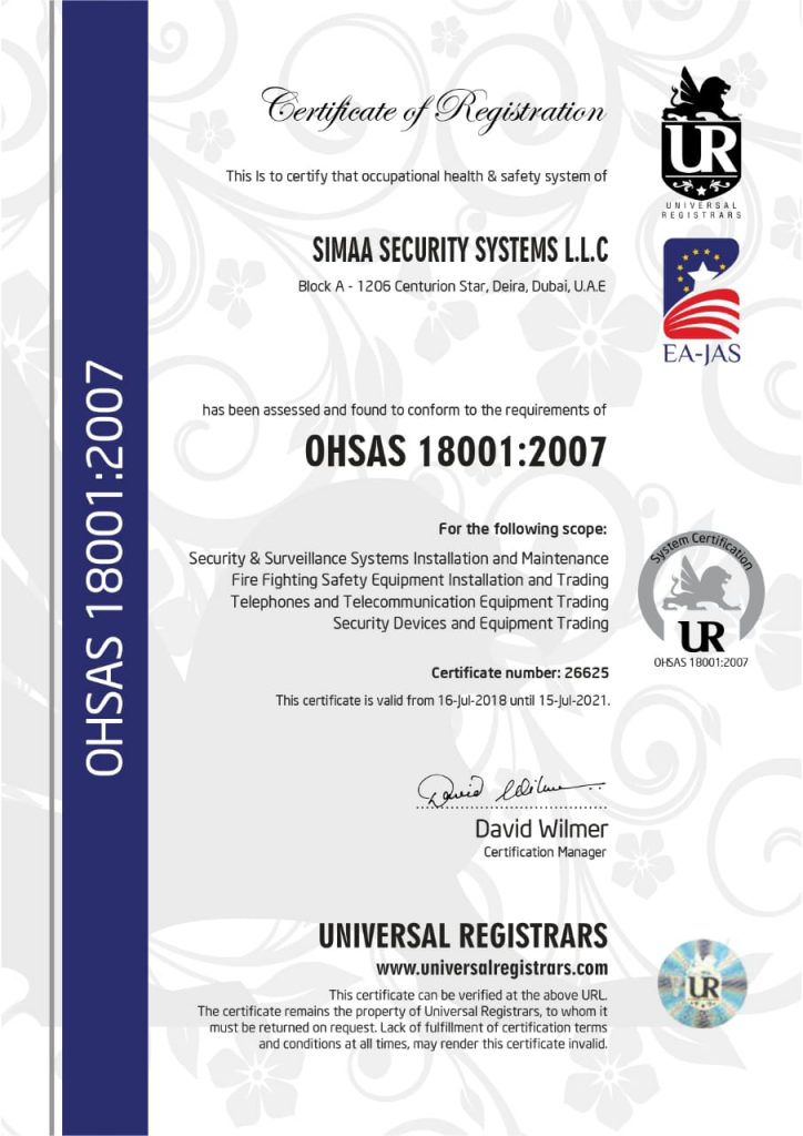 Certifications – Simaa Security Systems LLC