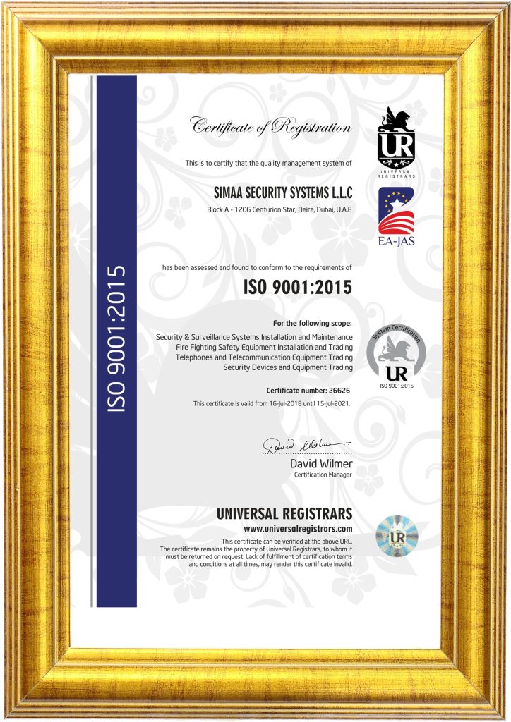 Certifications – Simaa Security Systems LLC